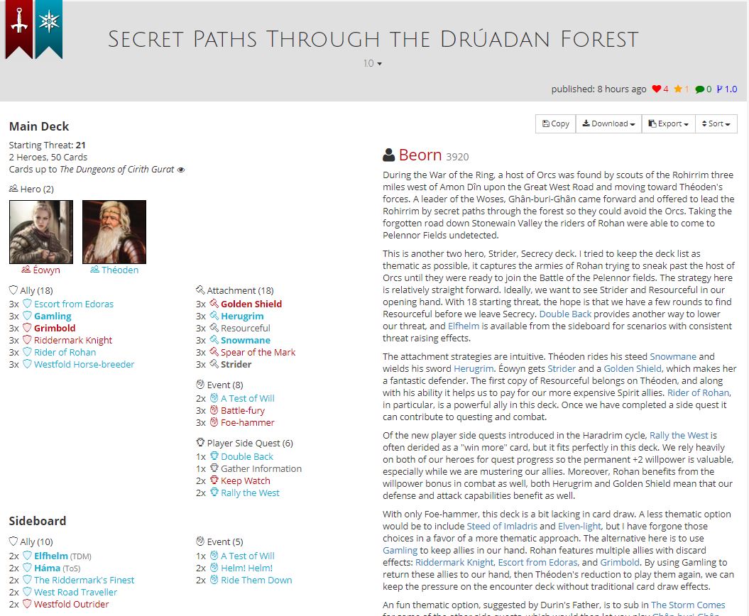 Deck #17 Secret Paths Through the Drúadan Forest | LOTR Deck Testing Ground