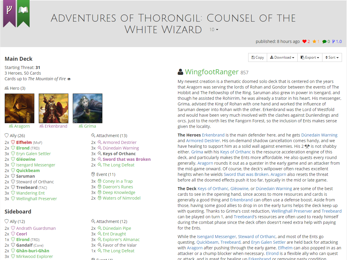 Deck #34 Adventures of Thorongil: Counsel of the White Wizard | LOTR ...